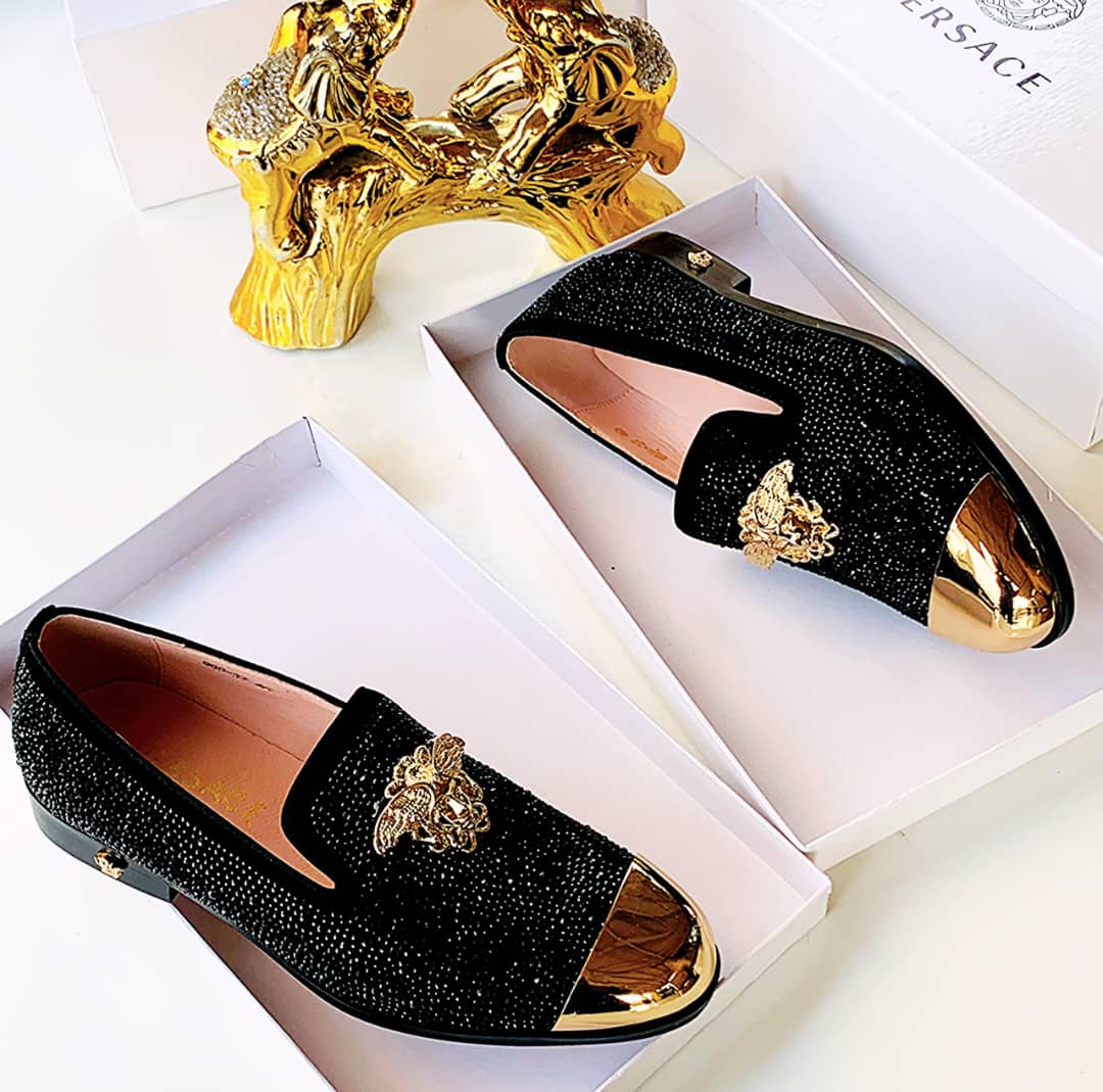 Men Versace Stud Shoe – Black – Classic Footwears